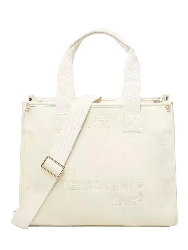 V°73 Logo Embossed Tote Bag - White