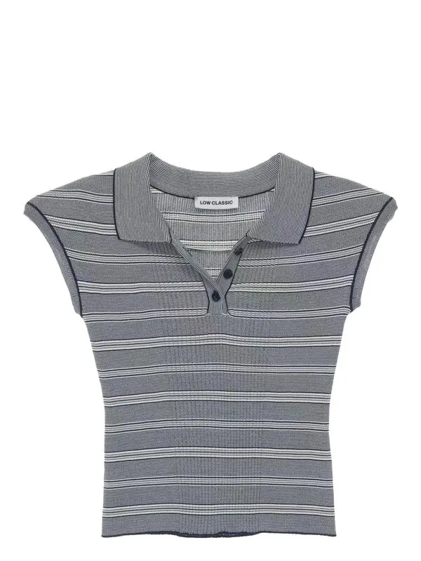 LOW CLASSIC Knitted Polo Shirt - Blue