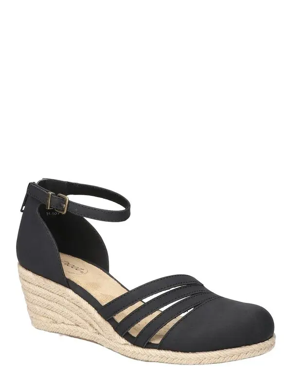 EASY WORKS BY EASY STREET Daytona Espadrille Platform Wedges - Black