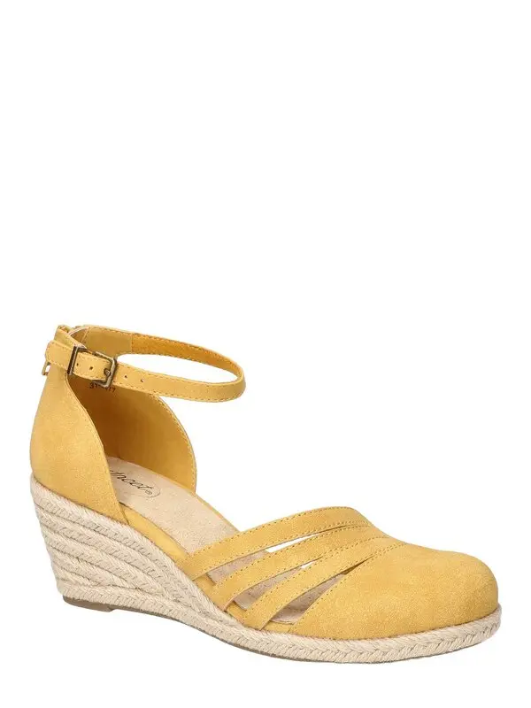 EASY WORKS BY EASY STREET Daytona Espadrille Platform Wedges - Yellow