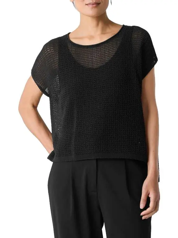 Eileen Fisher Open Stitch Organic Cotton Sweater - Black