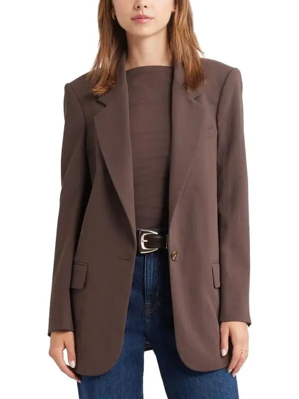 OPEN EDIT The Curator Relaxed Blazer - Brown Seal
