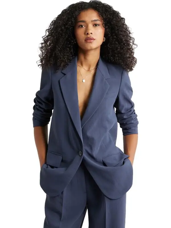 OPEN EDIT The Curator Relaxed Blazer - Navy Blue
