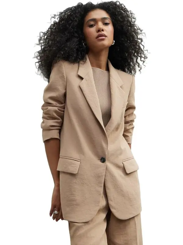 OPEN EDIT The Curator Relaxed Blazer - Tan Portabella