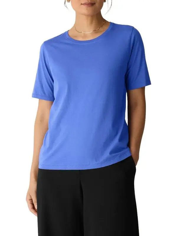 Eileen Fisher Crewneck Organic Cotton T-shirt - Blue Star