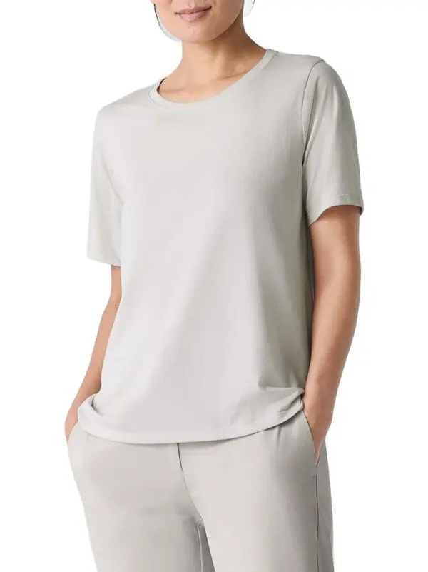 Eileen Fisher Crewneck Organic Cotton T-shirt - Chalk