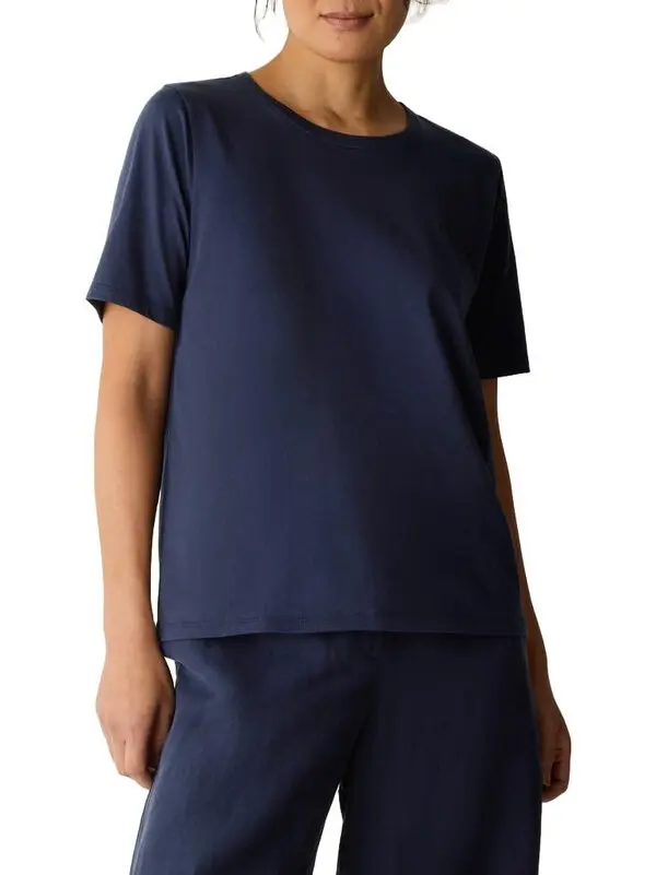 Eileen Fisher Crewneck Organic Cotton T-shirt - Ink