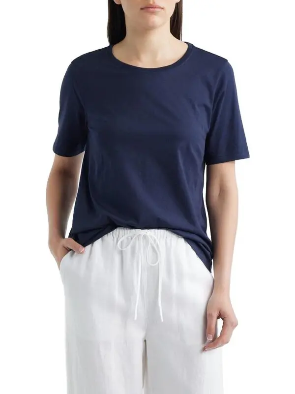 Eileen Fisher Crewneck Organic Cotton T-shirt - Ink