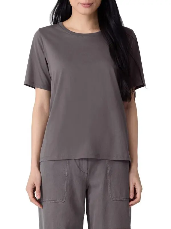 Eileen Fisher Crewneck Organic Cotton T-shirt - Rye