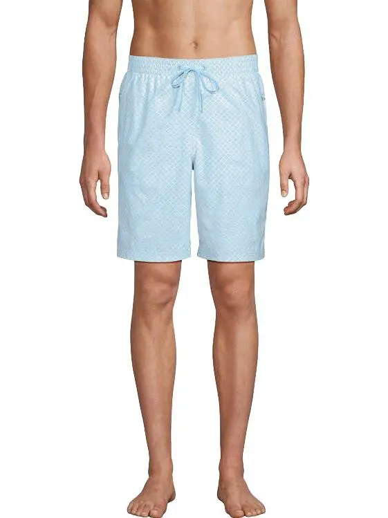 LANDS' END 9" Volley Hydroliner Swim Trunks - Light Blue Scales