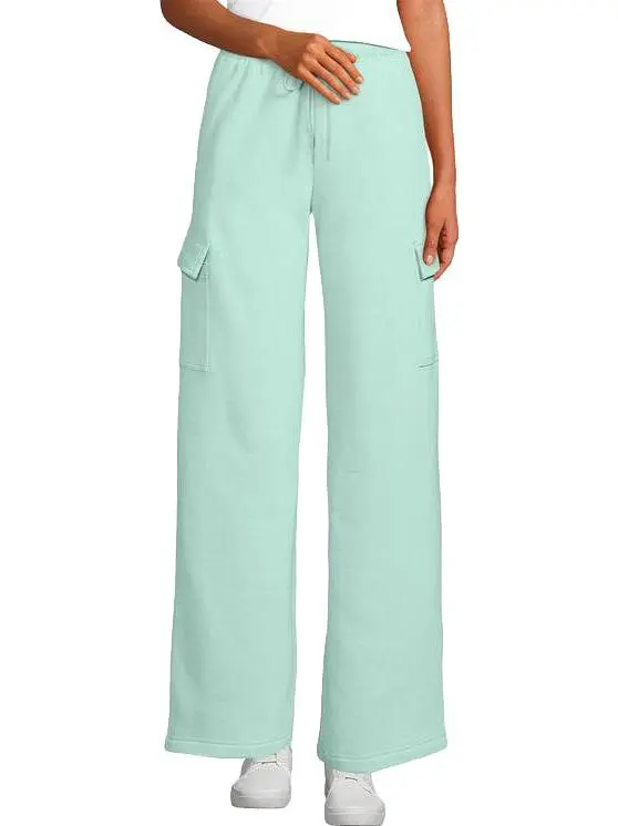 LANDS' END Serious Sweats High Rise Wide Leg Cargo Pants - Julep