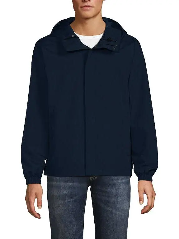 LANDS' END Waterproof Packable Rain Jacket - Radiant Navy