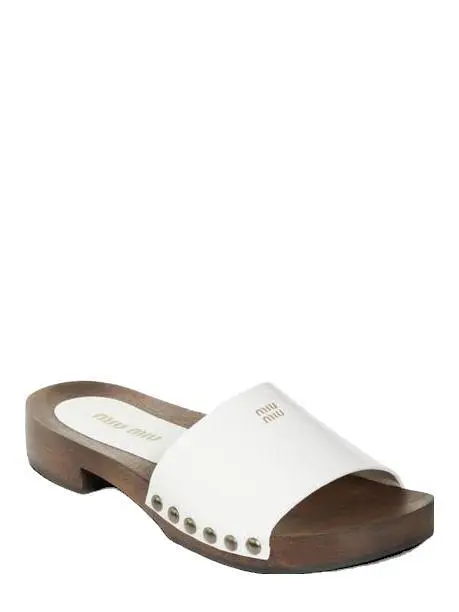 Miu Miu Clog Slide Sandal - Bianco