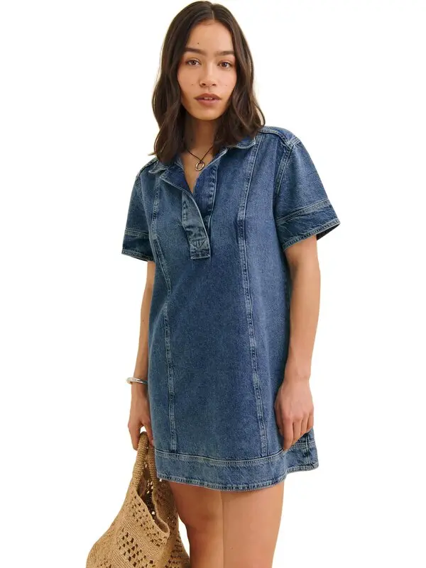 REFORMATION Clark Denim Mini Dress - Blue