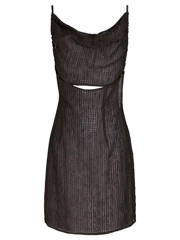 Le Kasha Kharga Convertible Draped Linen Mini Dress - Dark Gray