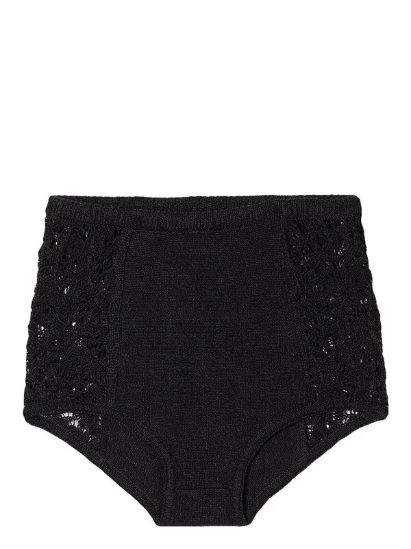 Le Kasha Ubari Crocheted Linen Shorts - Black