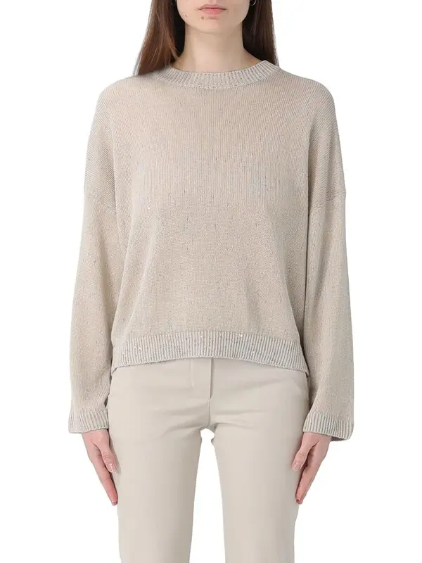Brunello Cucinelli Ribbed Crew Neck Pullover - Beige