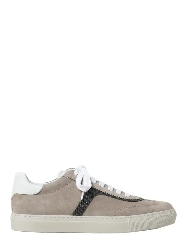 Brunello Cucinelli Lace-up Suede Sneakers - Ice