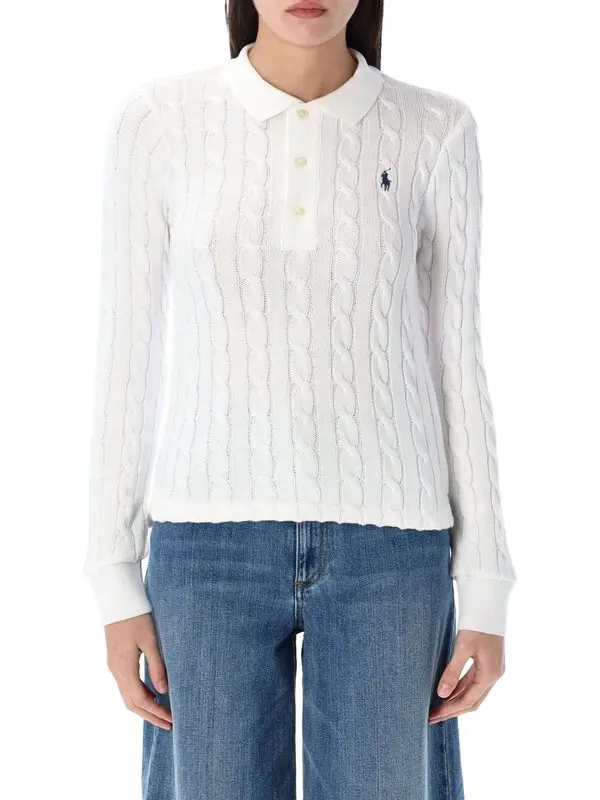 Polo Ralph Lauren Cable Knit Polo Shirt - White