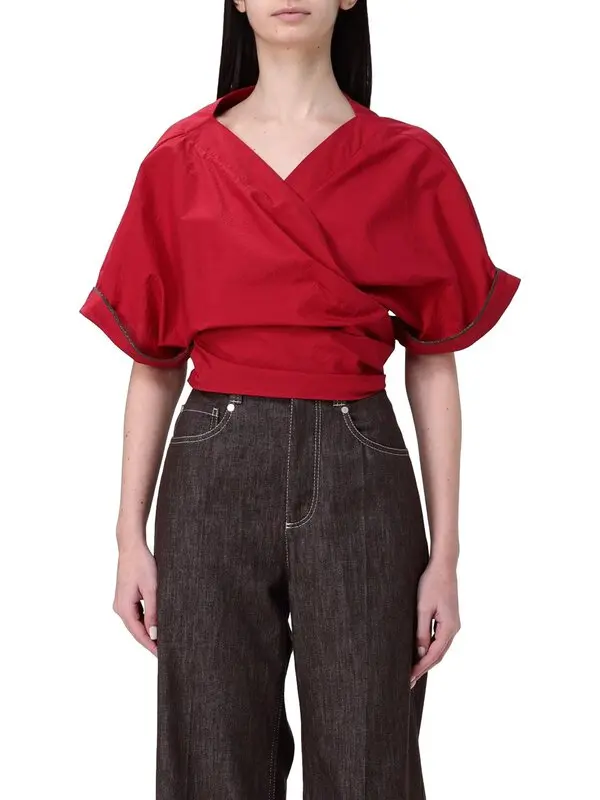 Brunello Cucinelli Wrap Top - Red