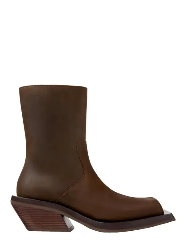 Camper Square Toe Zip Up Boots - Brown