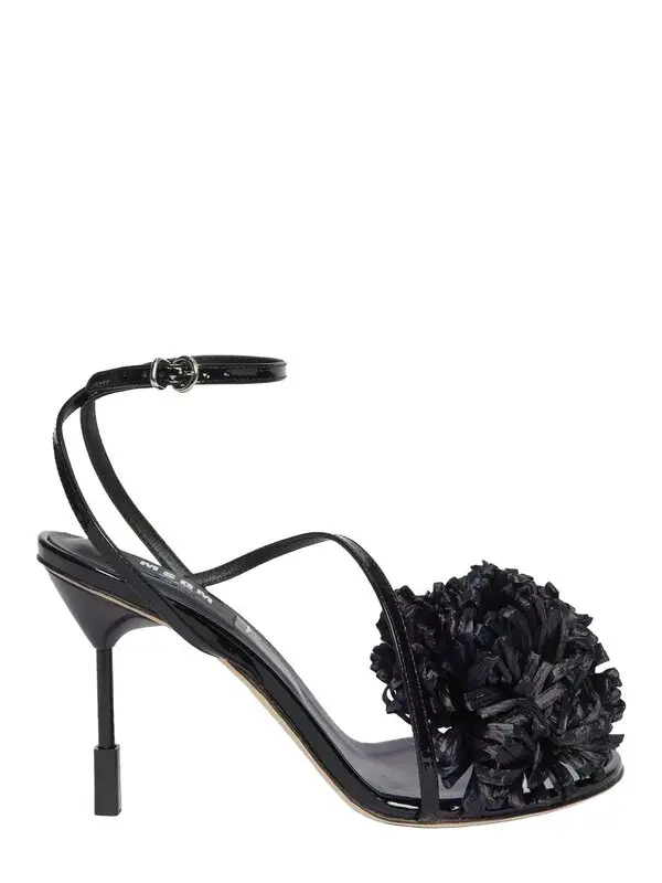 MSGM Floral Appliqué Stiletto Sandals - Black