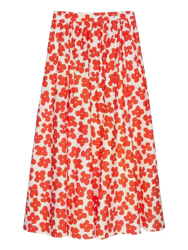 MSGM Floral-print Midi Skirt - Red