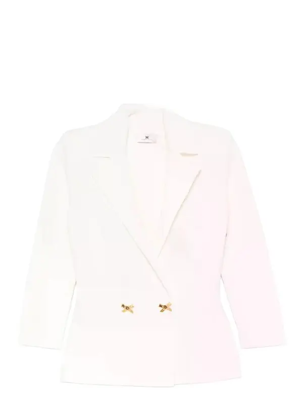 Elisabetta Franchi Jewelled Bows Knit Blazer - White