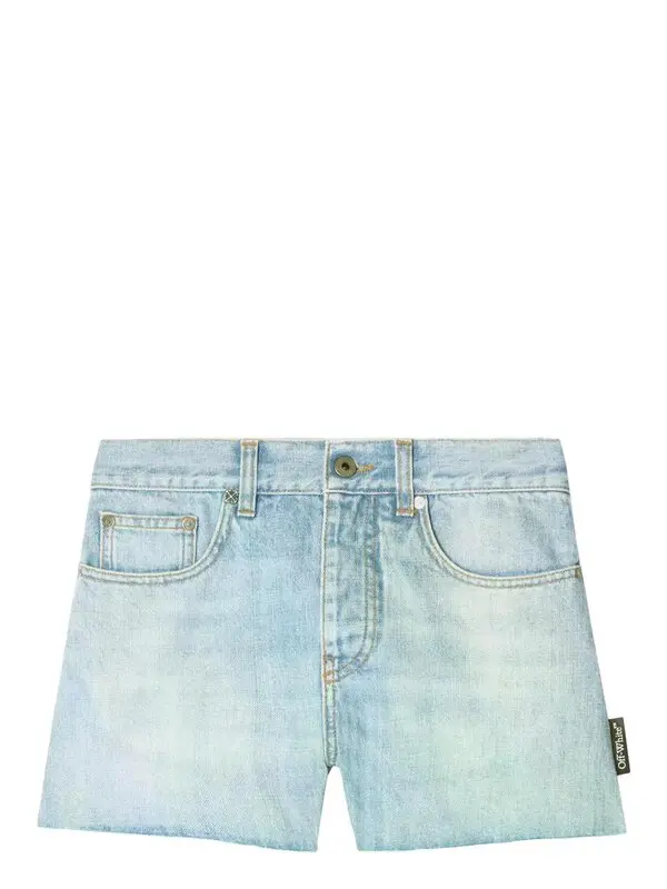 Off-White Frayed Denim Shorts - Blue