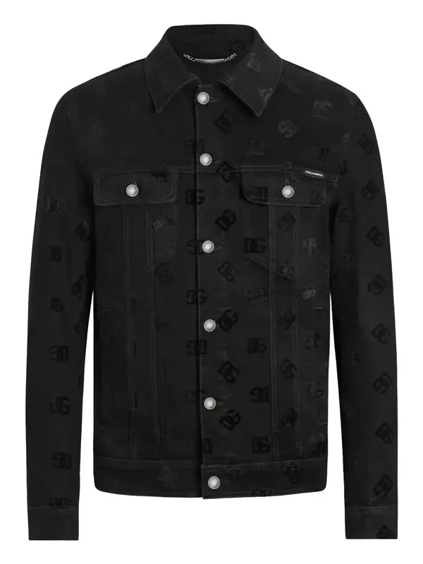 Dolce & Gabbana Jacquard-logo Denim Jacket - Black