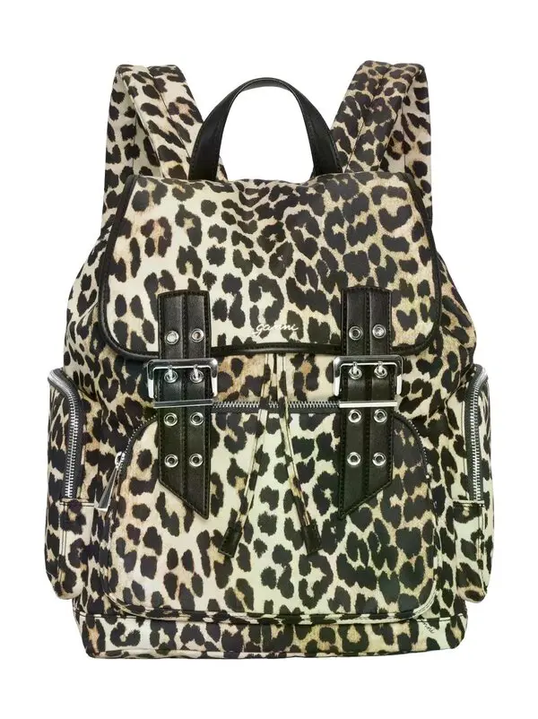 GANNI Leopard-print Backpack - Brown