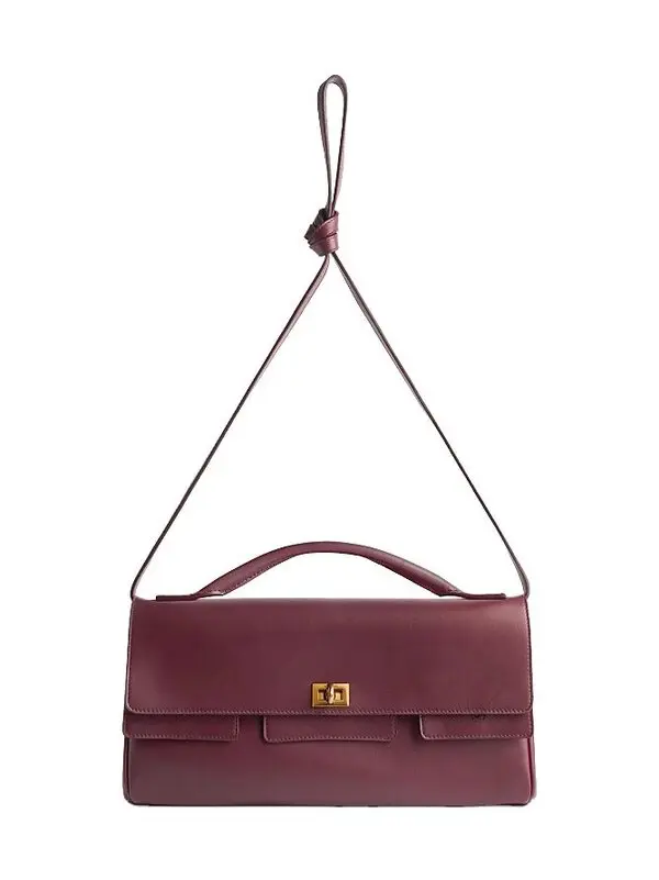 Balenciaga Bel Air Small Clutch On Strap - Burgundy
