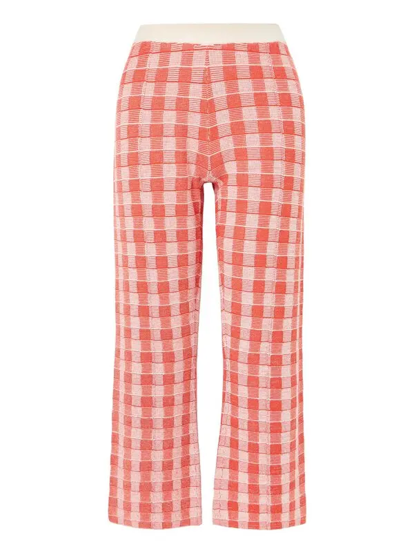 Guest In Residence Gingham Silk-blend Flared Pants - Red