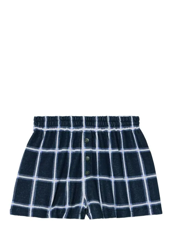 Guest In Residence Picnic Checked Silk And Linen-blend Shorts - Blue