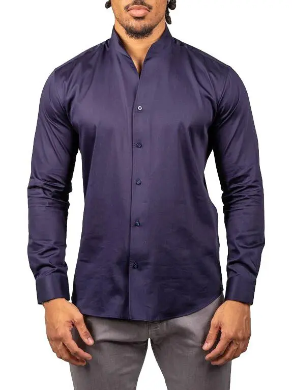 MACEOO Ceremony Prince Cotton Button-up Shirt - Blue