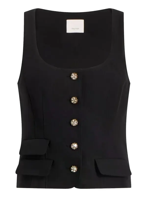 Cinq À Sept Lovina Square Neck Top - Black