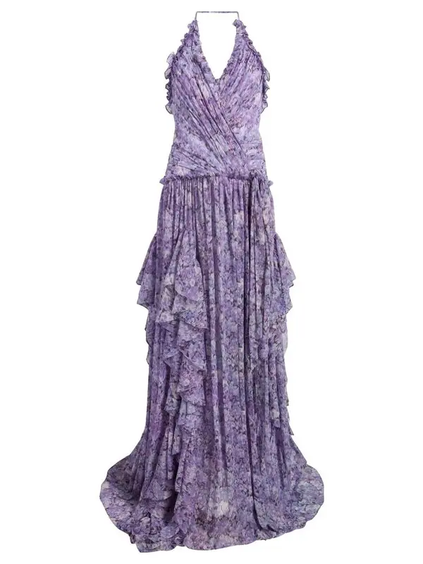 Cinq À Sept Agatha Draped Halterneck Gown - Purple