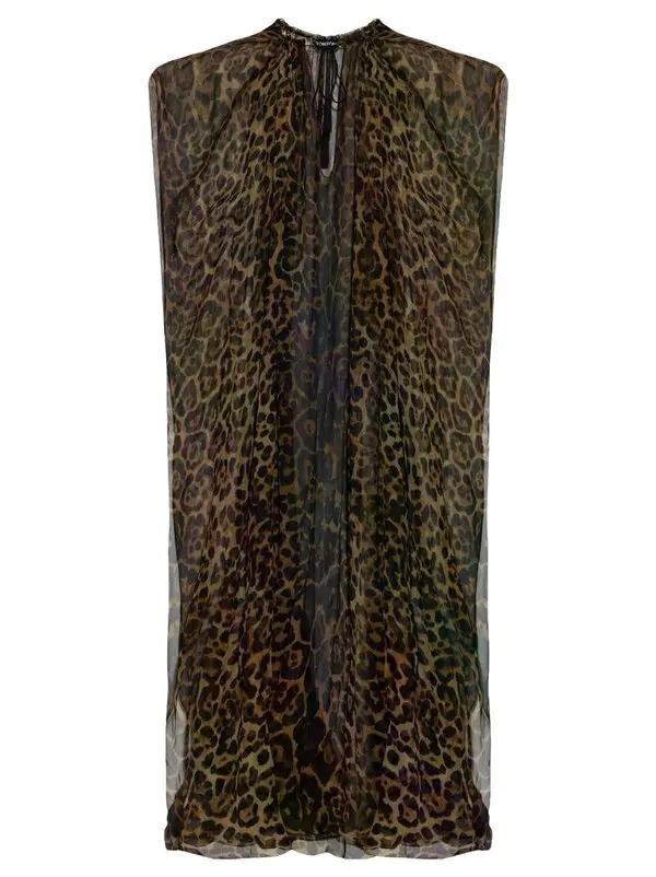 TOM FORD Silk Leopard Print Dress - Brown