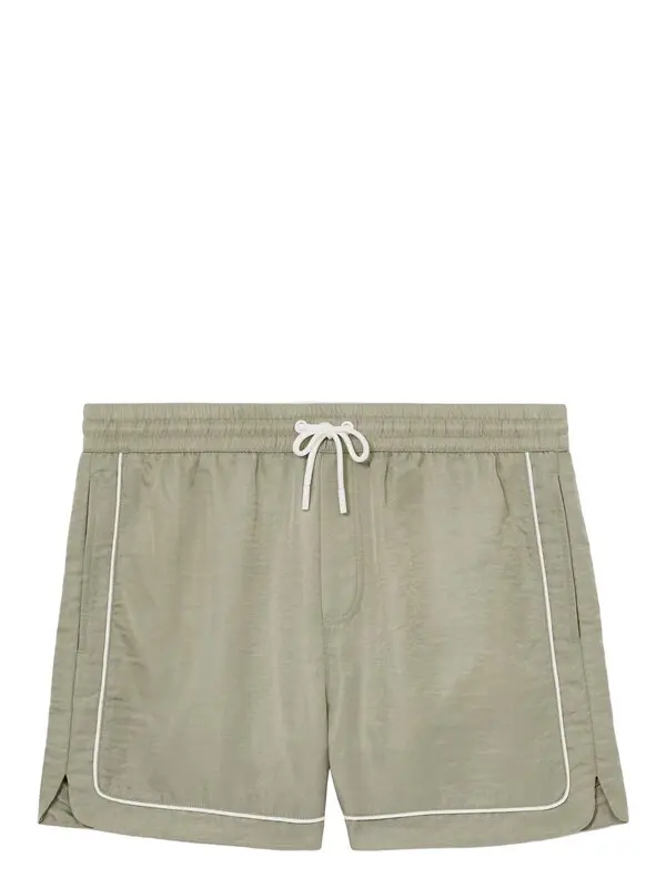 REISS Azure Piped Drawstring Swim Shorts - Pistachio/off White