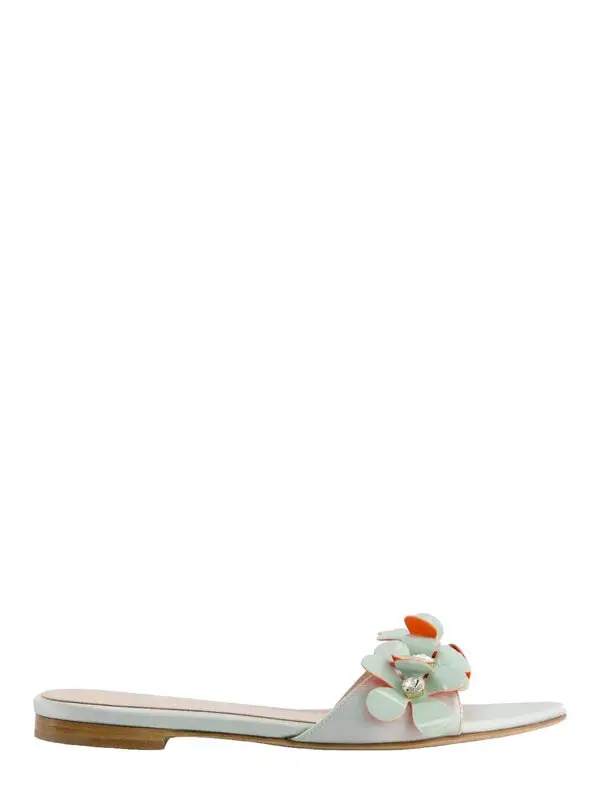 Giambattista Valli Floral-appliqué Slides - Green