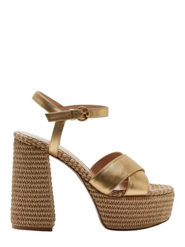 GIANVITO ROSSI Bebe Leather Platform Sandals - Gold