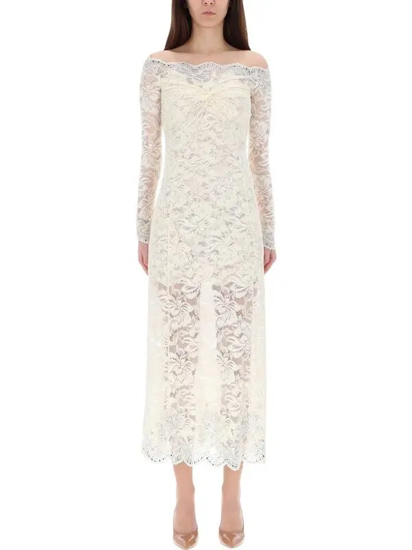 Rabanne Long Lace Dress - Beige