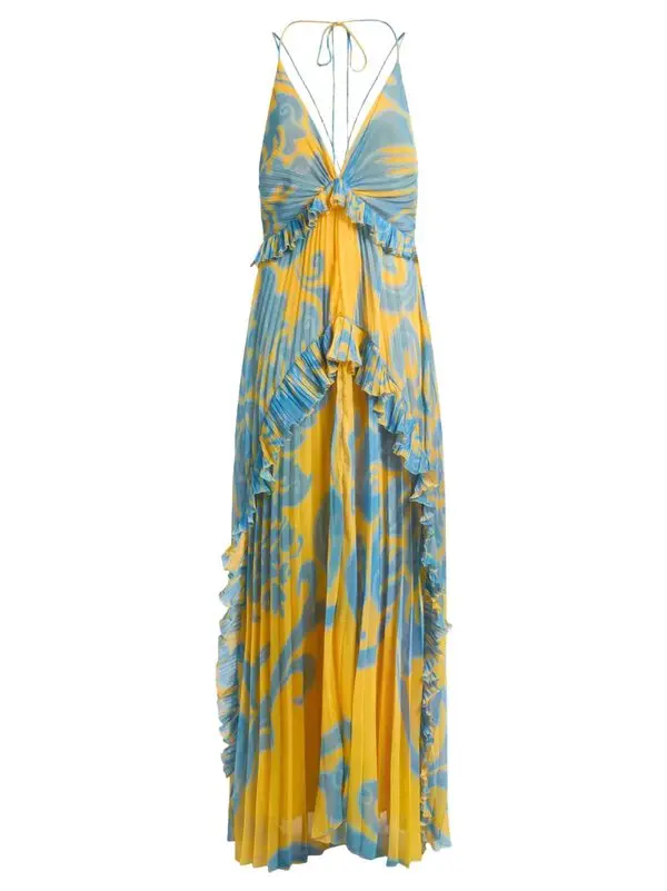 Etro Long Ruffled Dress - Blue