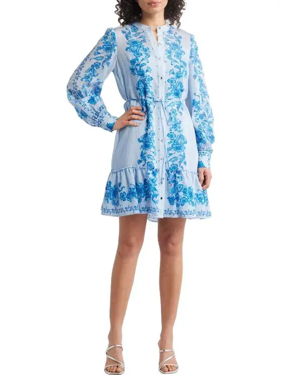 Julia Jordan Floral Print Shirt Dress - Blue