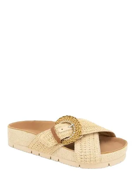 Gentle Souls By Kenneth Cole Louisa Raffia Buckle Sandals - Natural Raffia