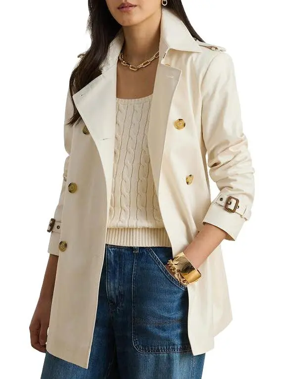 Ralph Lauren Short Double-breasted Trench Coat - Mascarpone Cream