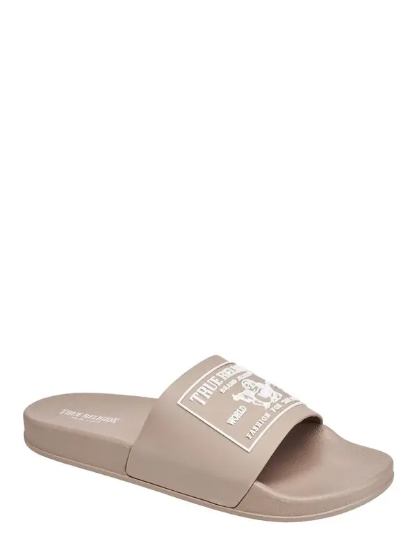 True Religion Logo Slides - Taupe