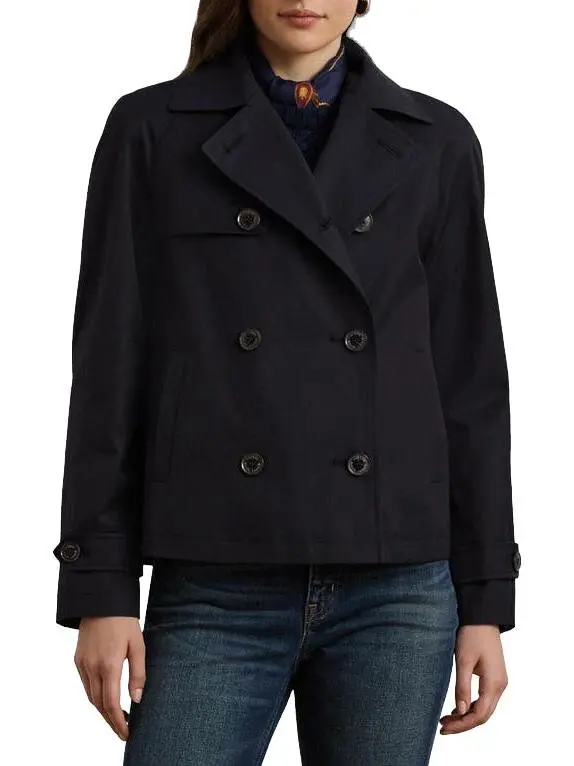 Ralph Lauren Crop Cotton-blend Trench Coat - Dk Navy