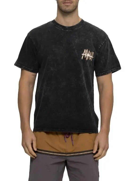 MAUI & SONS Maui Tag Mineral Wash Cotton Graphic T-shirt - Black