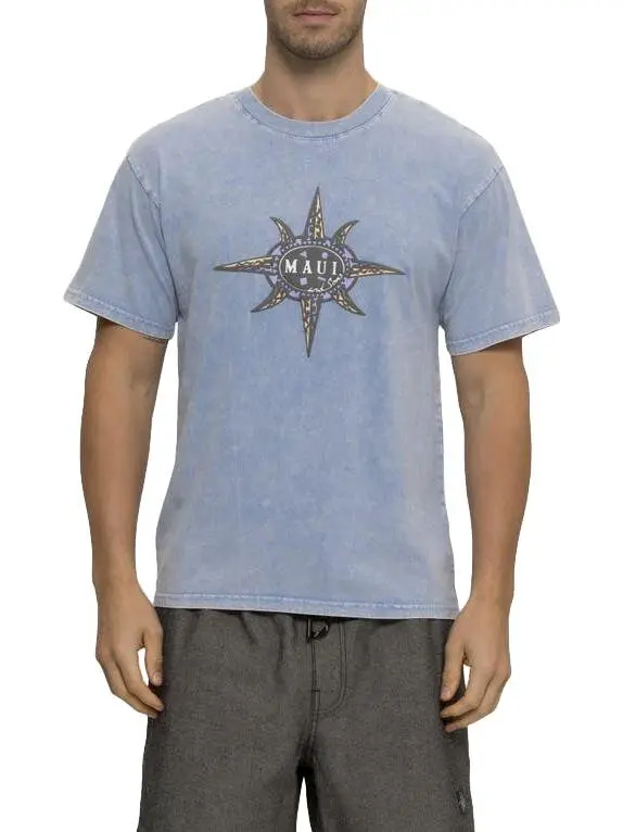 MAUI & SONS Mineral Wash Logo Graphic T-shirt - Blue